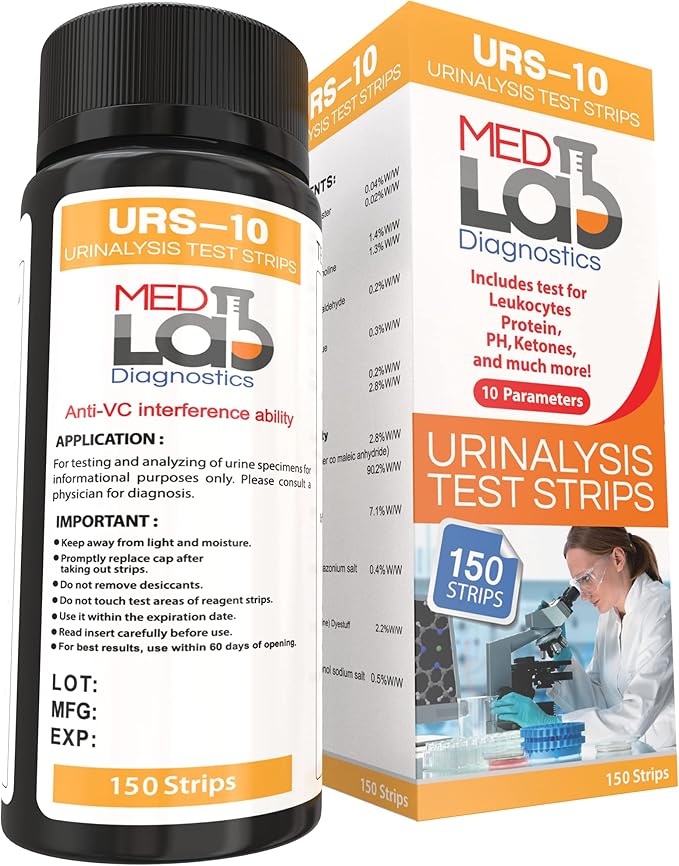 10 Parameter Urine Test Strips for Urinalysis(150 Cnt) in Sealed ...