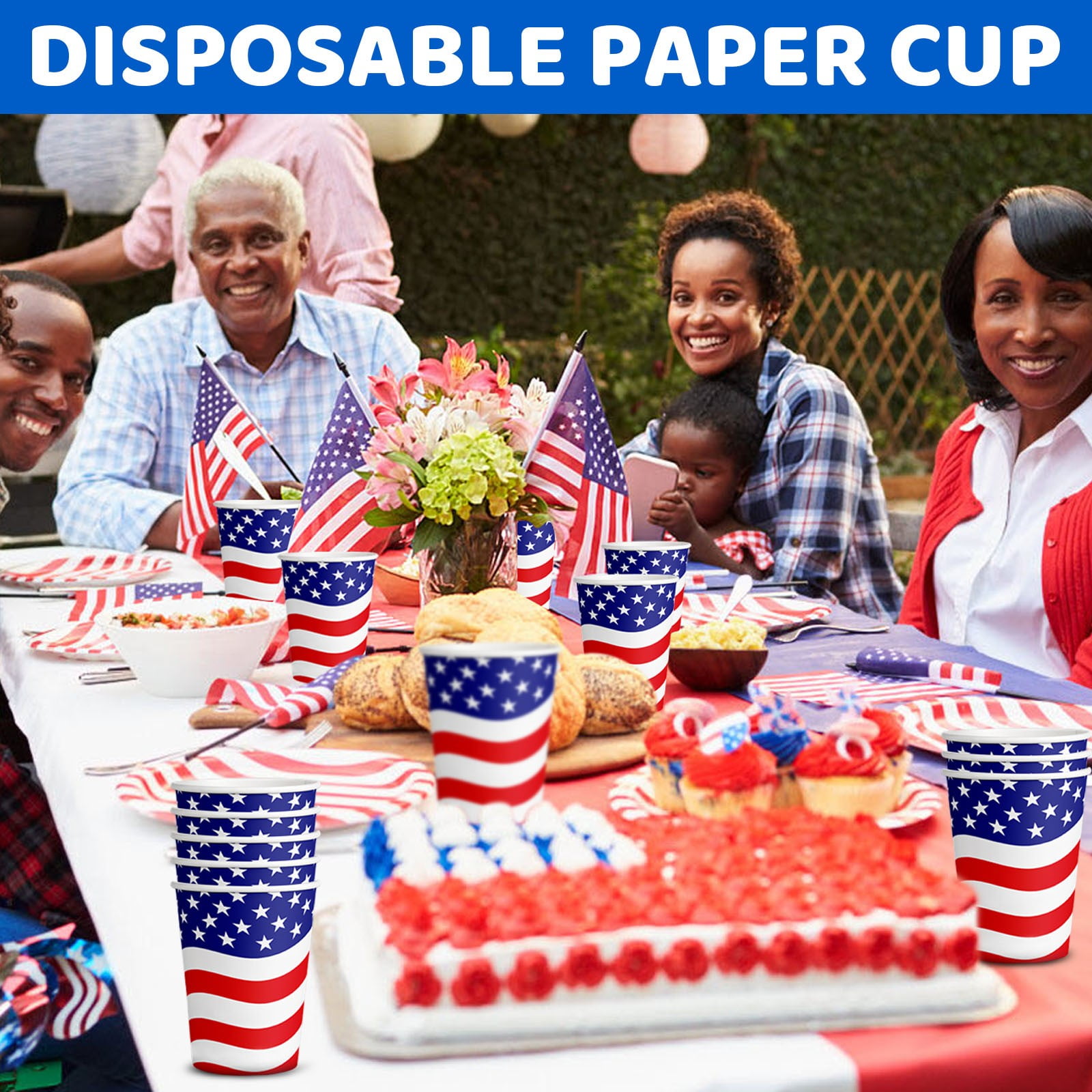 10 Patriotic Disposable Cups Paper，American Flag Fourth of July Party ...