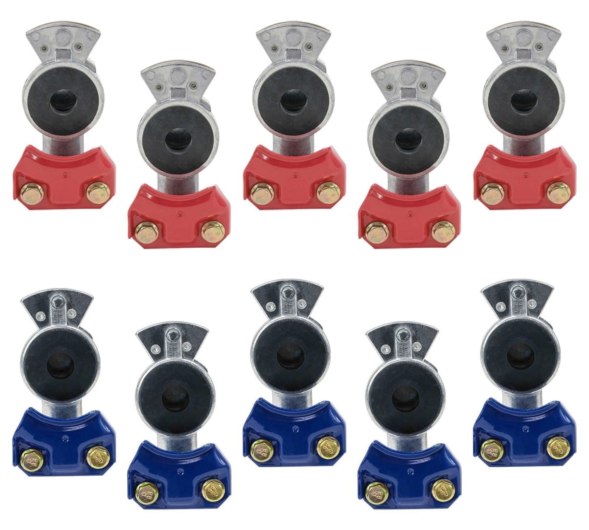 10 Pc Aluminum Gladhands Set 5 Service (Blue) & 5 Emergency (Red ...