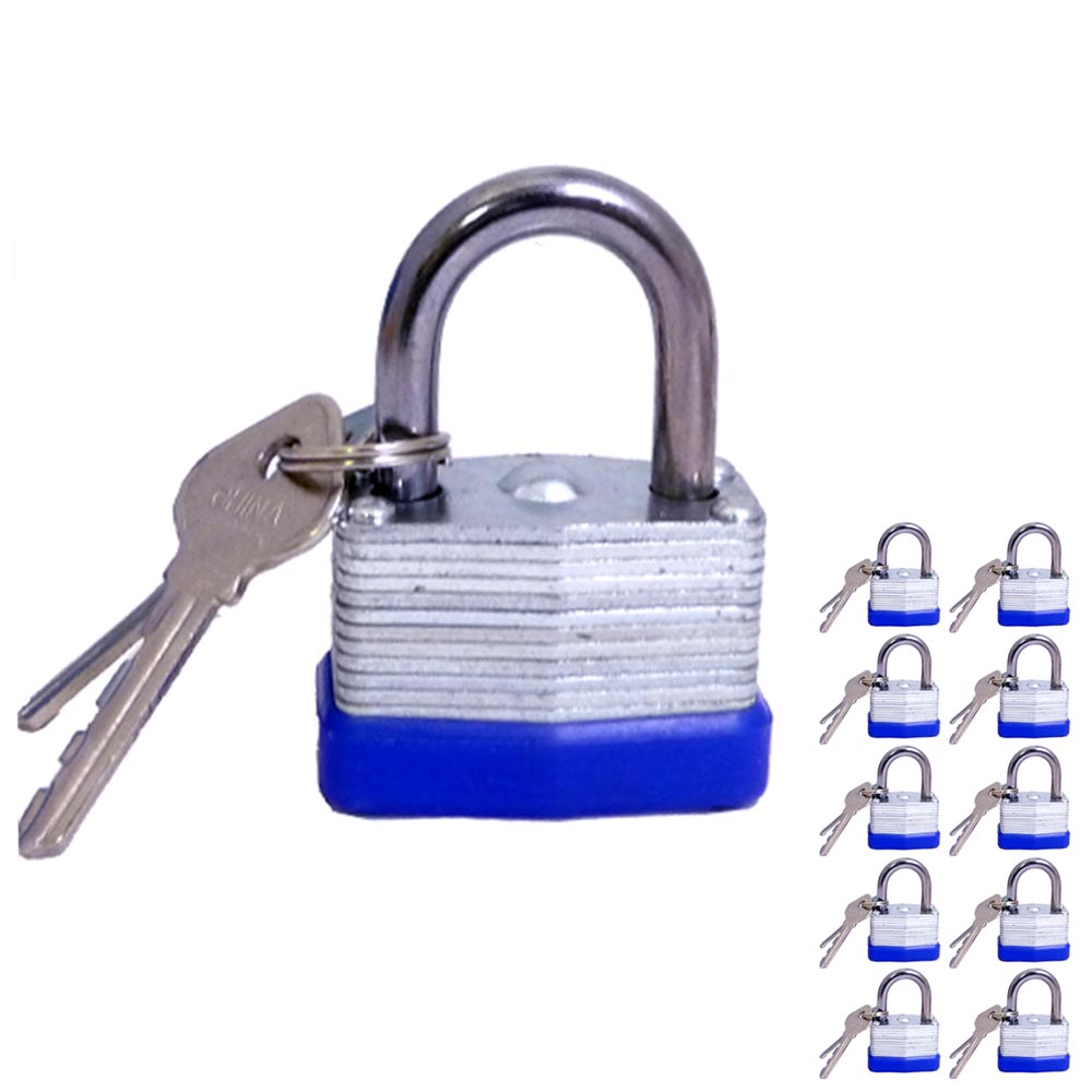 10 Pc Bulk Laminated Pad Locks 40mm Keyed Security Lock Hardener Steel ...