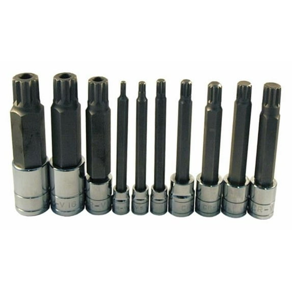10 Pc. Extra Long Triple Square Spline Bit Socket Set - Walmart.com