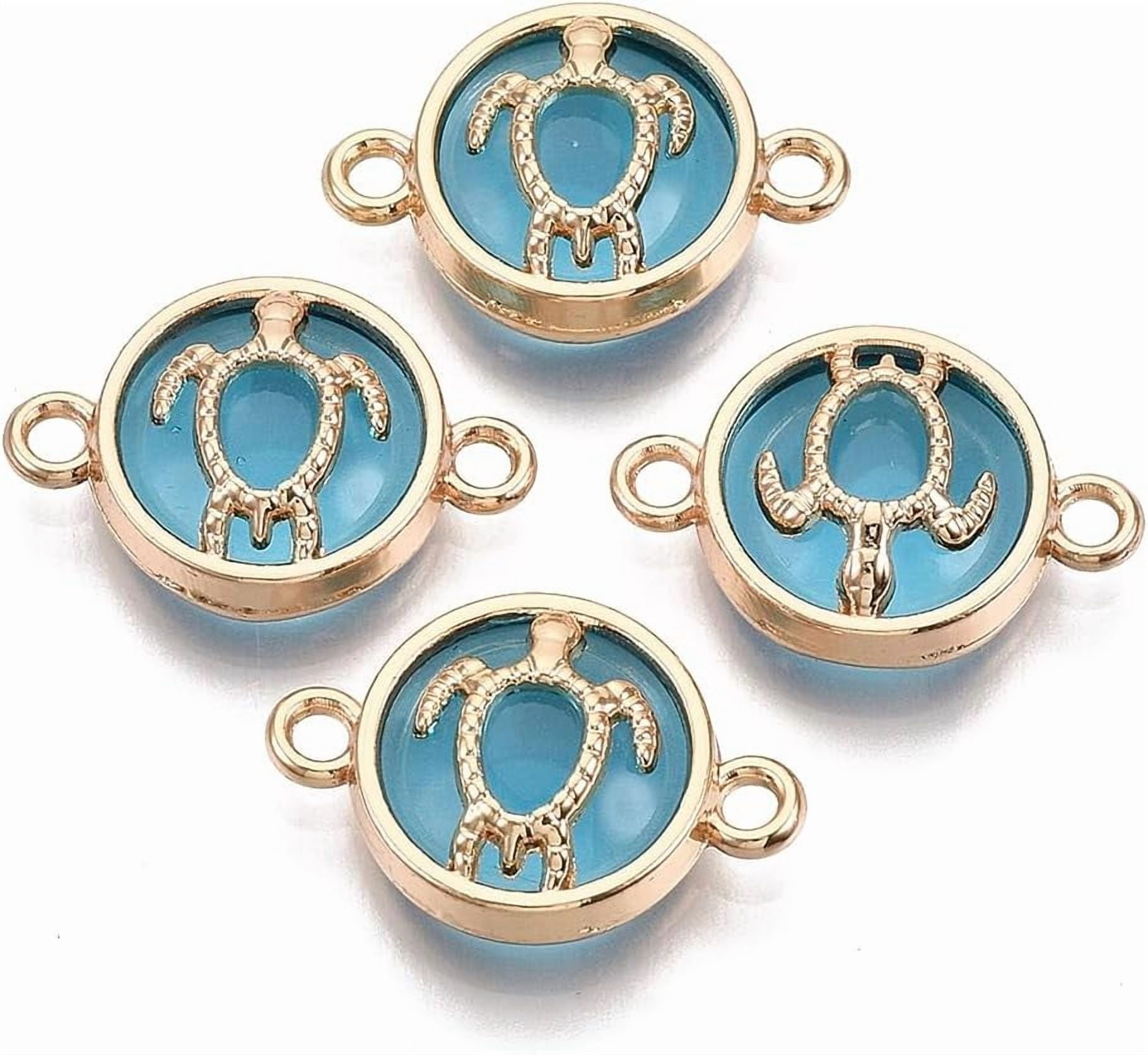 10 Pc Flat Round Shape Links Glass Links Connectors with Light Gold ...