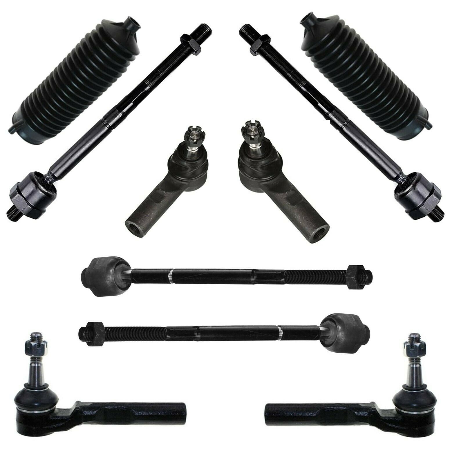 10 Pc Front & Rear Steering Kit Rack & Pinion Bellow Boots Outer and ...