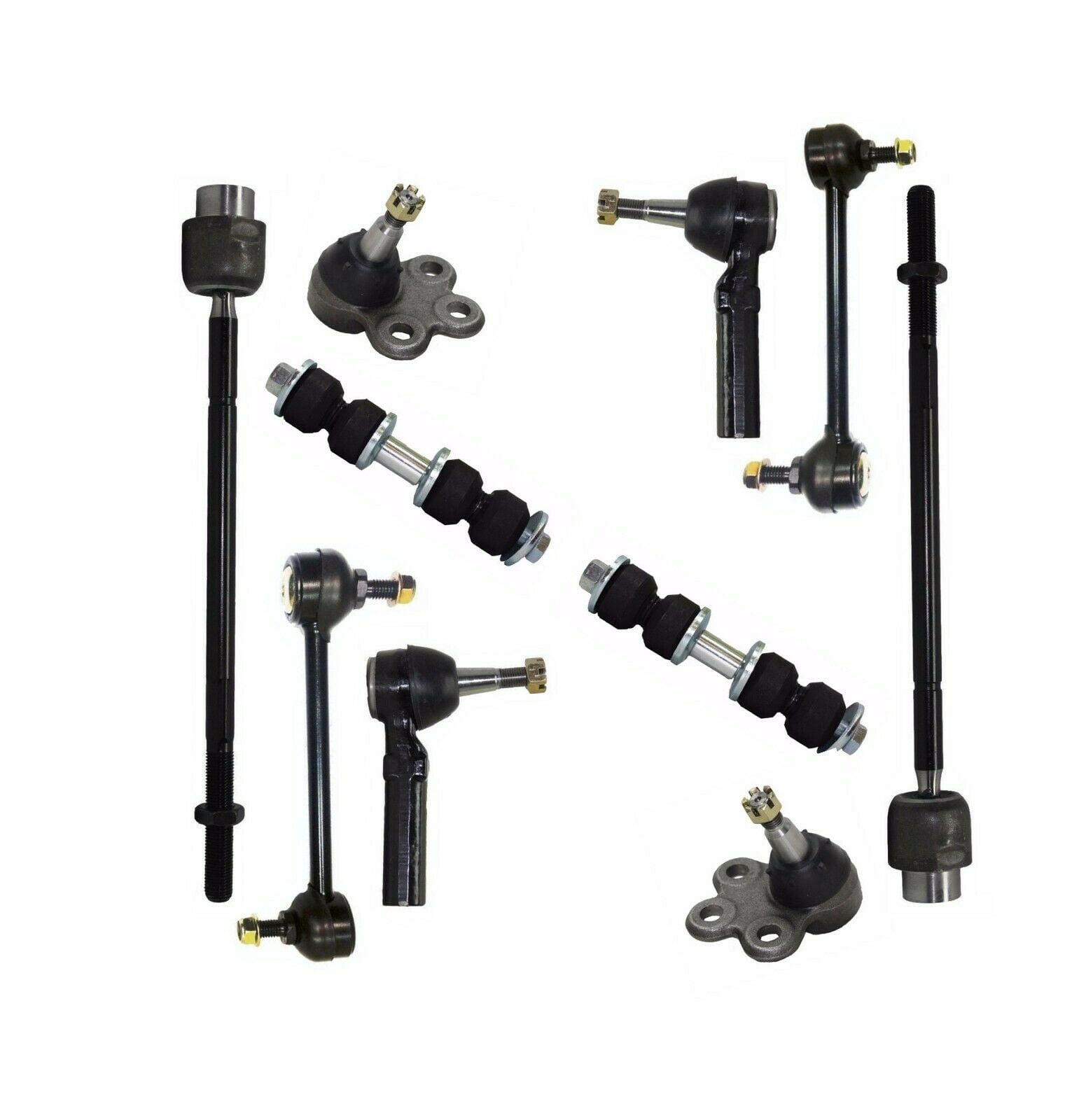 10 Pc Front & Rear Suspension Inner & Outer Tie Rod Ends Lower Ball ...