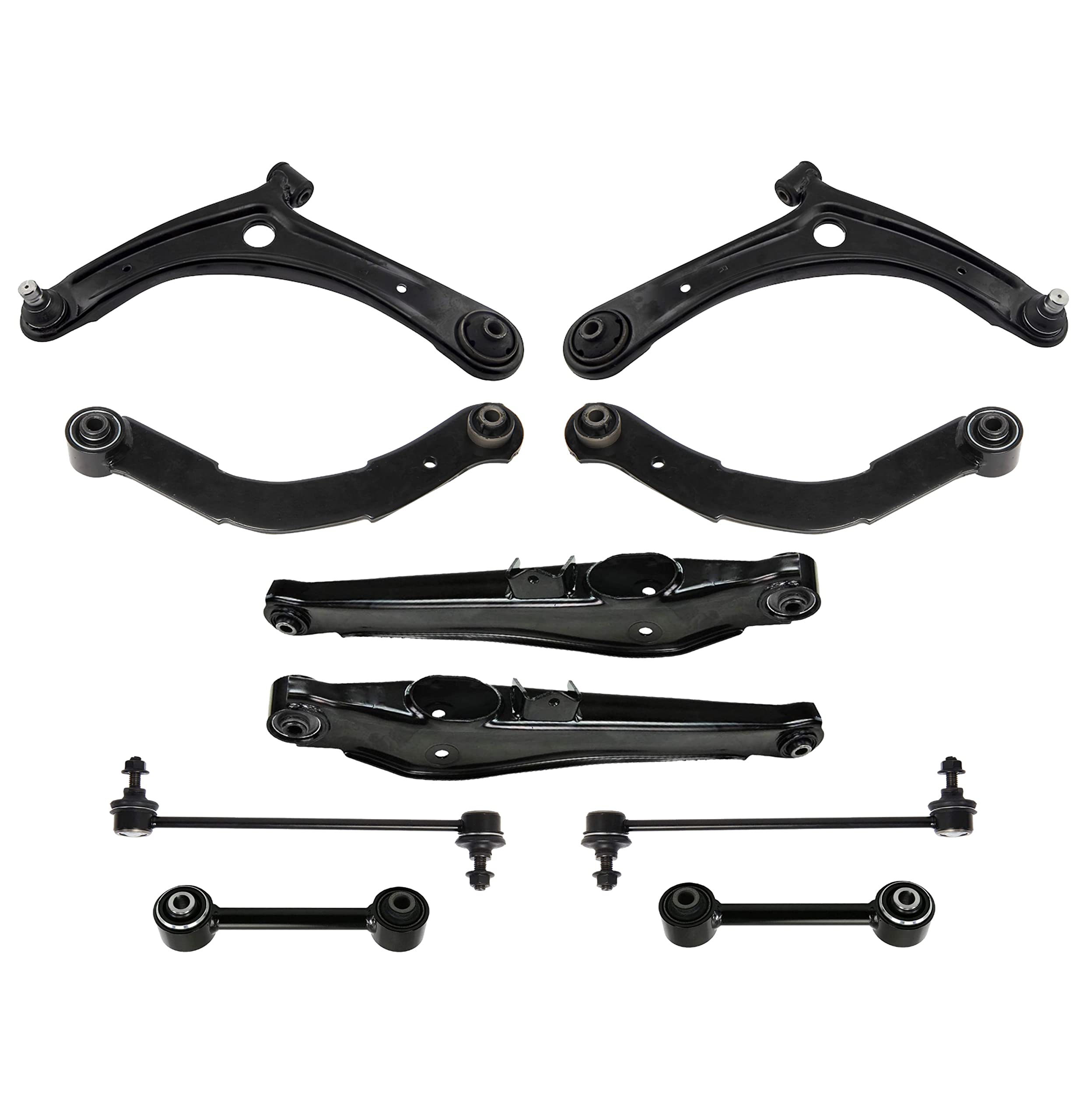 10 Pc Front Rear Suspension Kit Upper & Lower Control Arms + Stabilizer ...