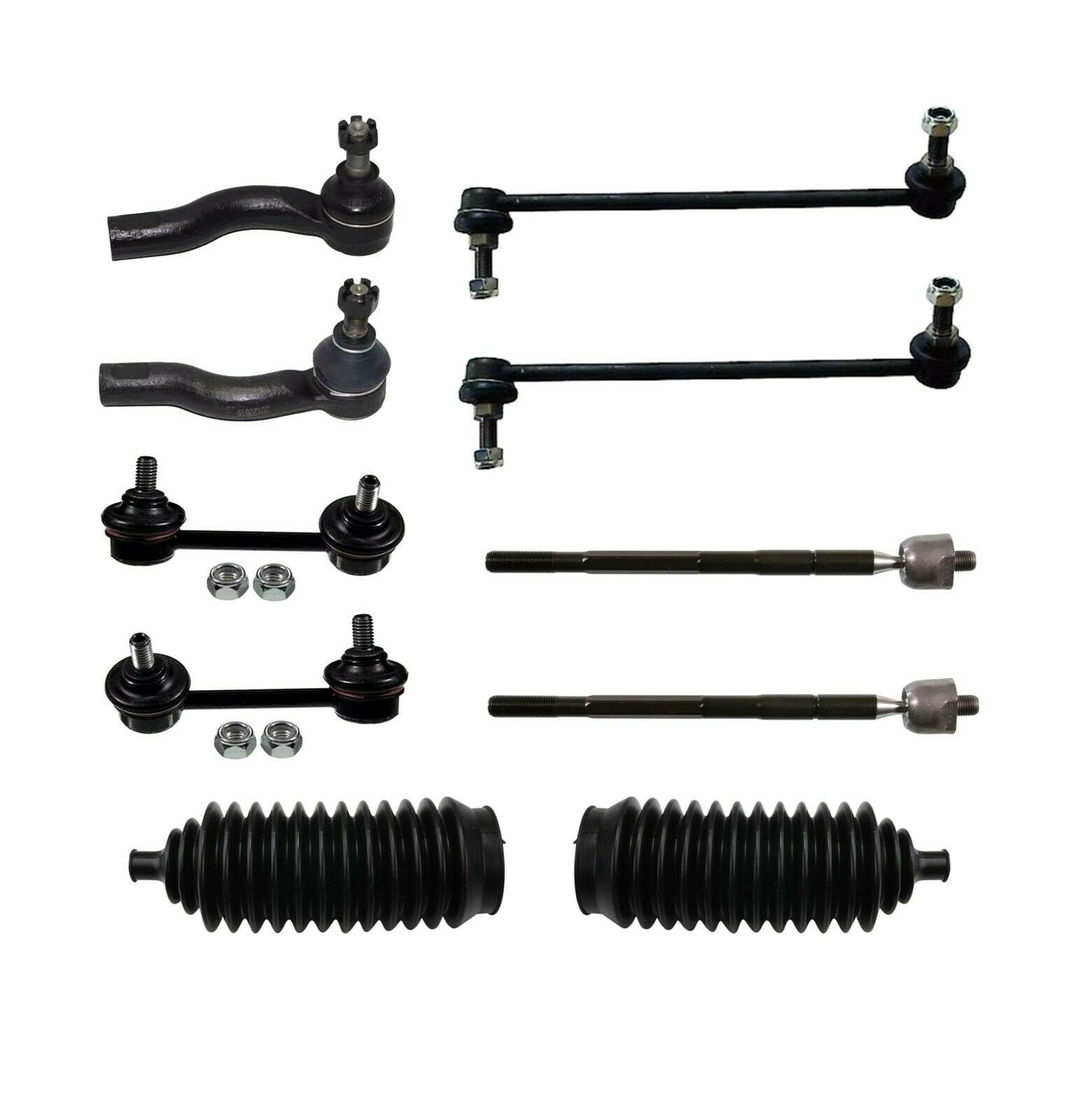 10 Pc Front & Rear Sway Bar Links Tie Rod Ends Outer Inner + Rack ...