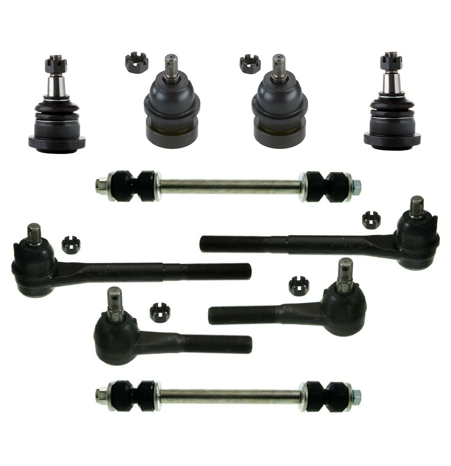 10 Pc Front Suspension Kit Compatible with RWD Only Tie Rod Ends Upper ...
