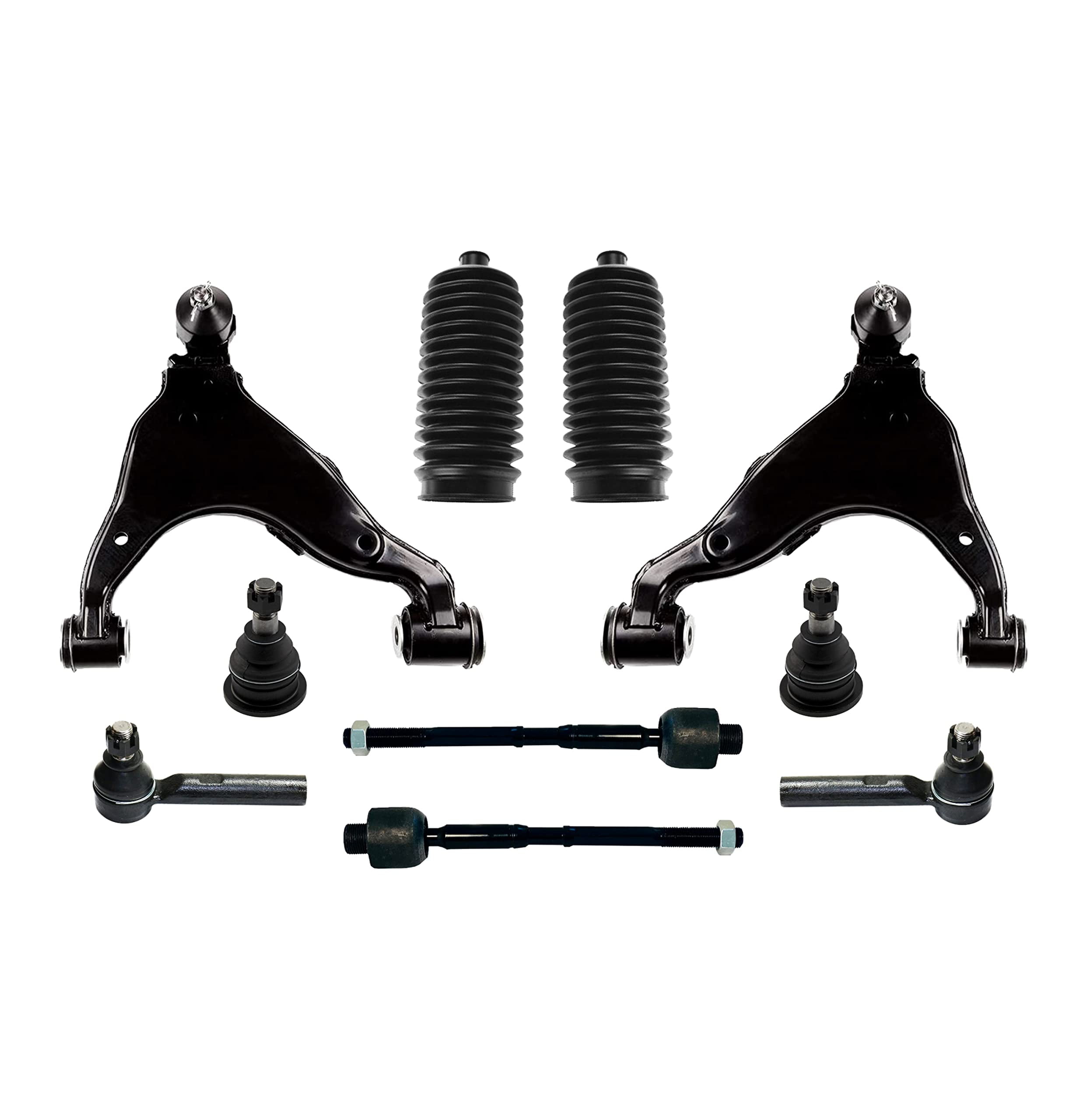 10 Pc Front Suspension Kit Lower Control Arms, Upper Ball Joints, Outer ...