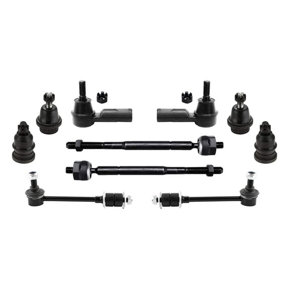 10 Pc Front Suspension Kit Upper & Lower Ball Joints, Sway Bar Links, Outer Inner Tie Rod Ends ...