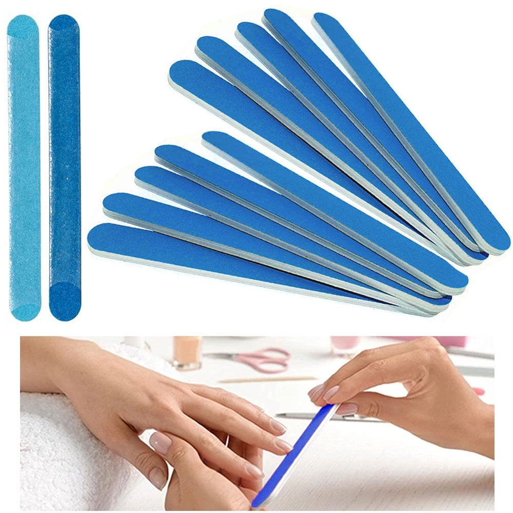 10 Pc Nail File Dual Sided Professional Emery Boards Lasting Grit Salon ...