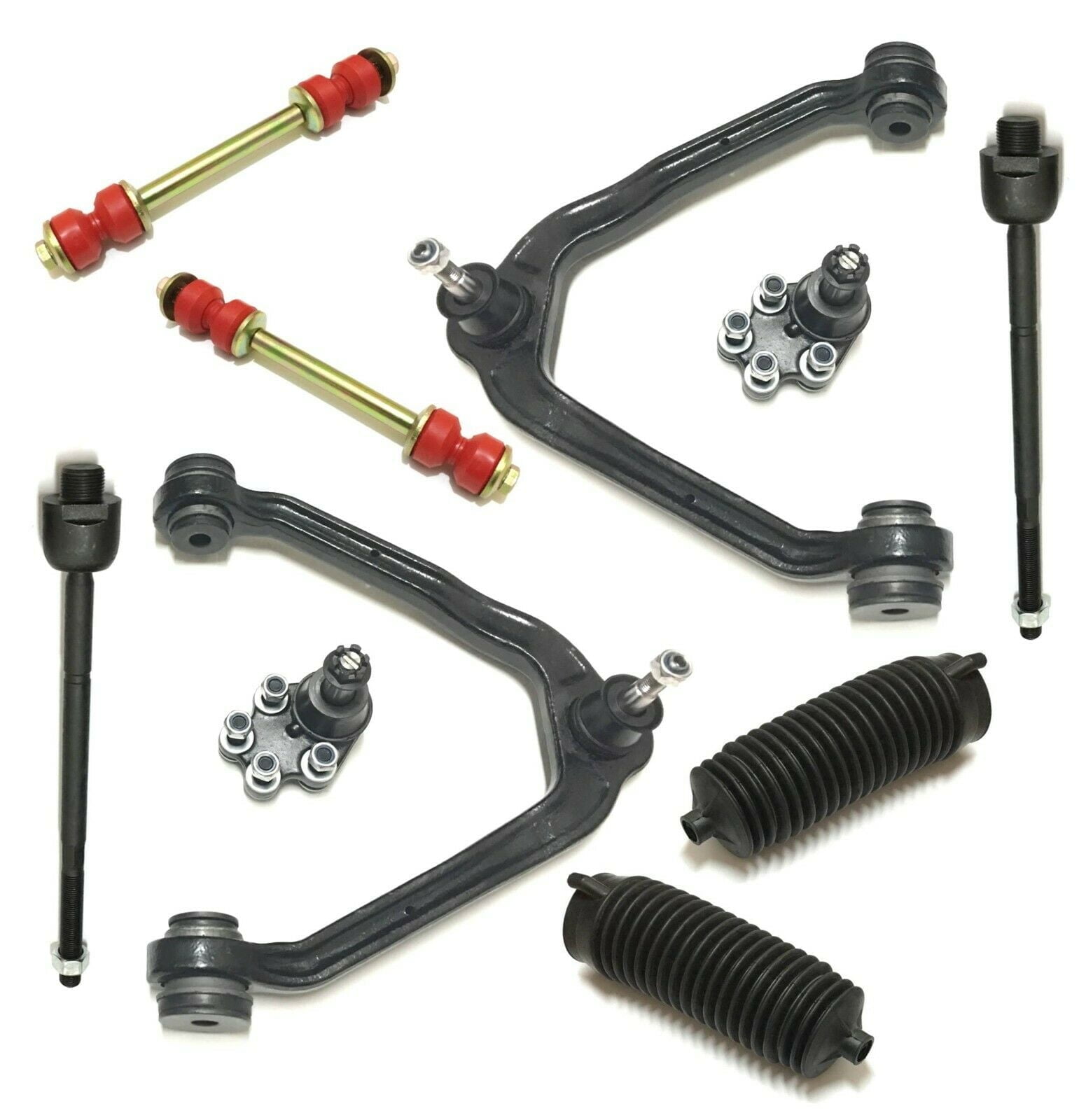 10 Pc Suspension Kit Inner Tie Rod Ends, Lower Ball Joints, Sway Bar ...