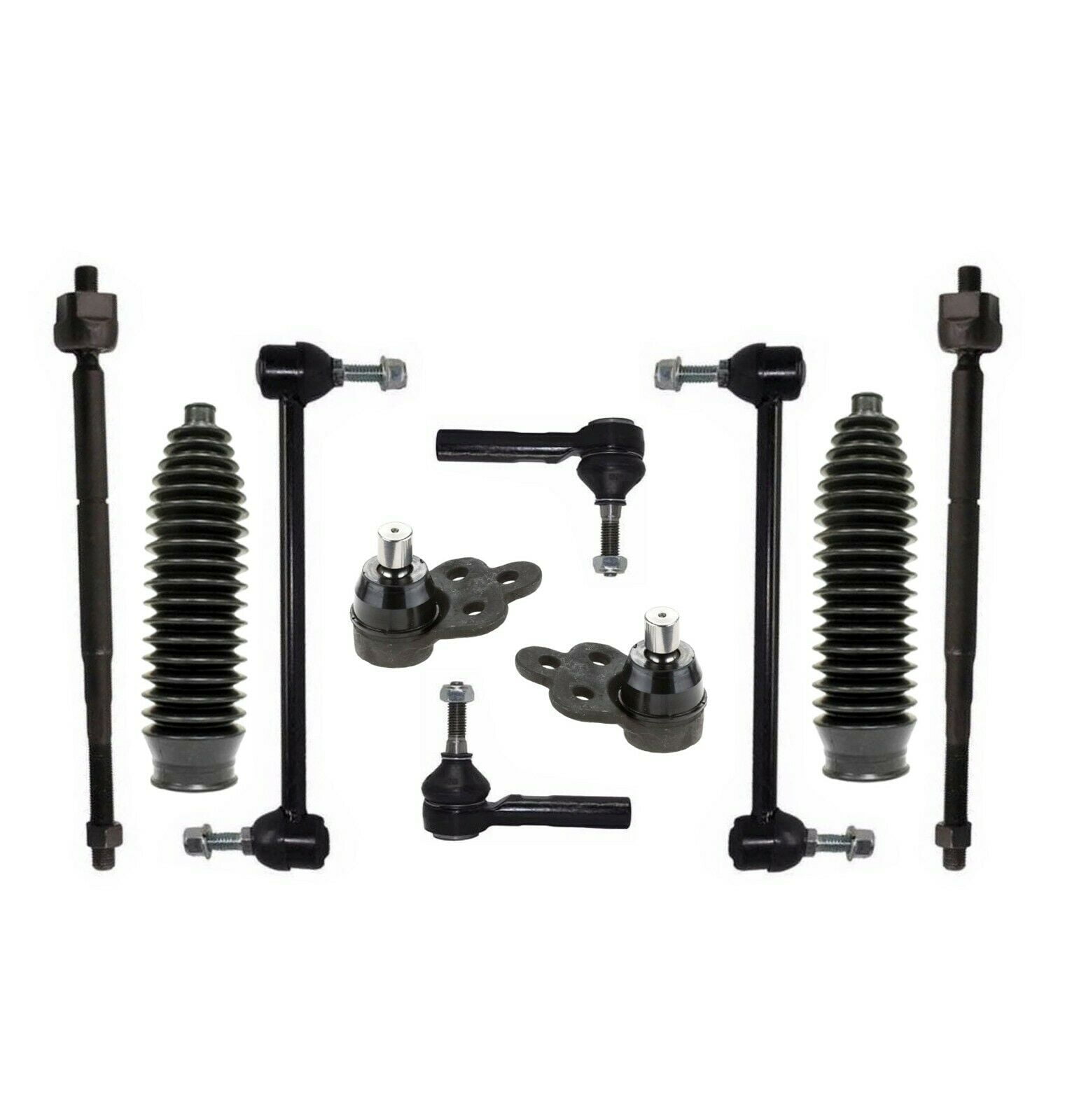 10 Pc Suspension Kit Lower Ball Joints Soft Ride Tie Rod Ends Sway Bar ...