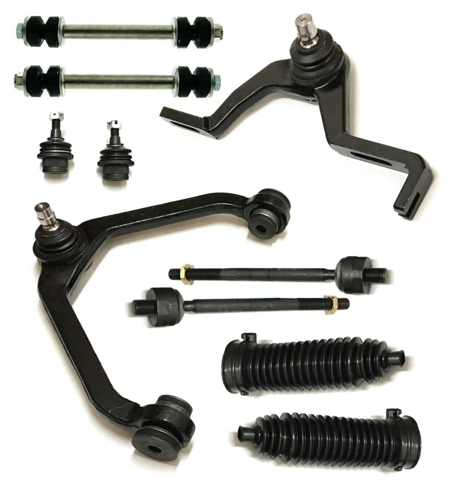 10 Pc Suspension Kit Tie Rod Ends, Sway Bars, Gear Bellows, Upper ...