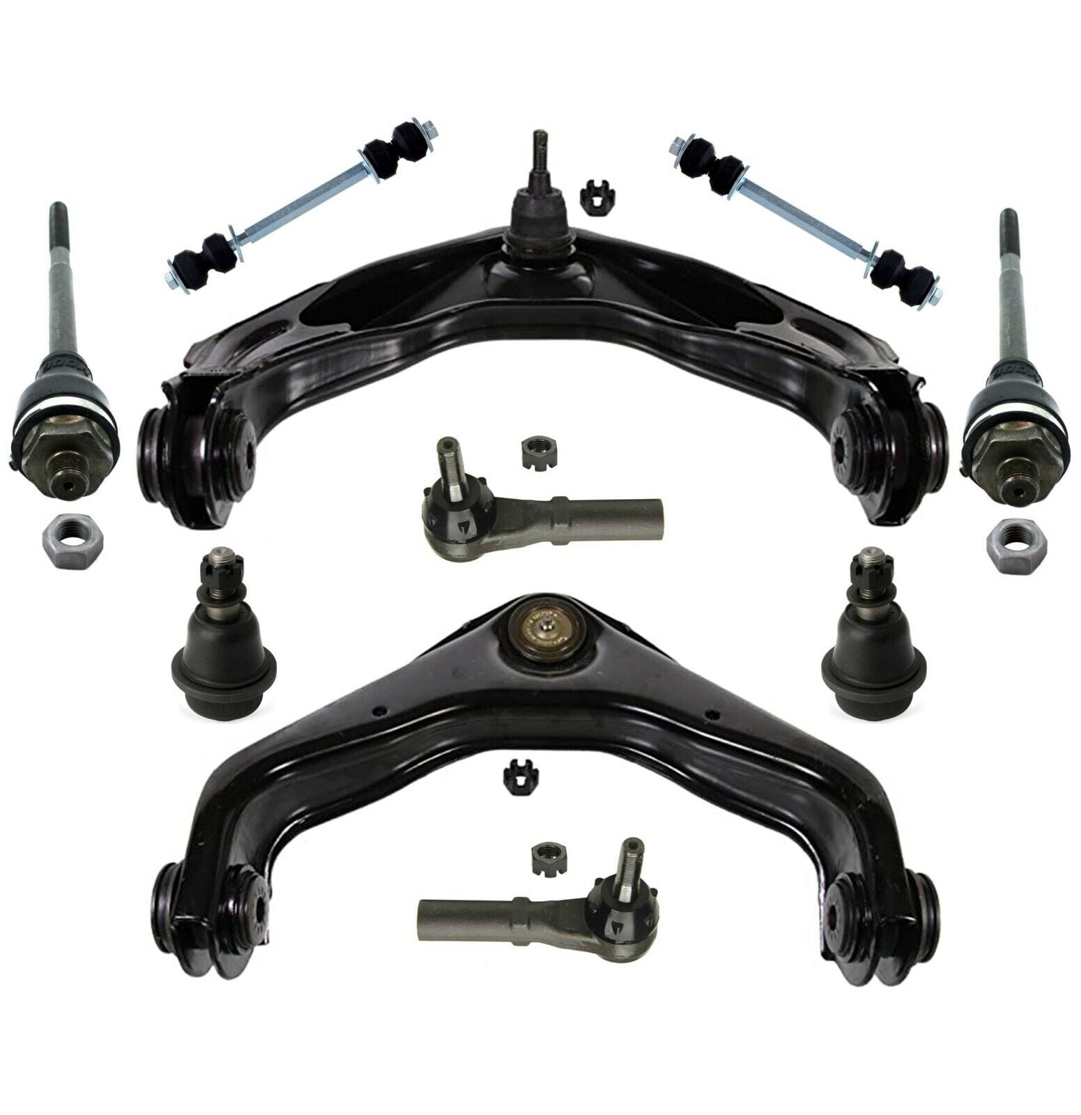 10 Pc Suspension Kit Upper Control Arms + Ball Joints Inner & Outer Tie ...