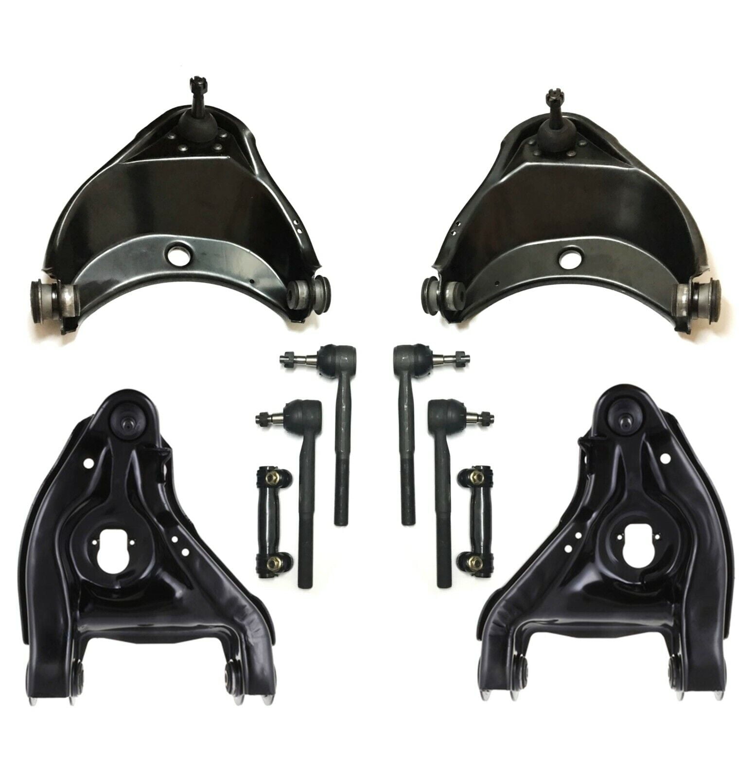 10 Pc Suspension Upper Lower Control Arm Outer & Inner Tie Rod Ends ...