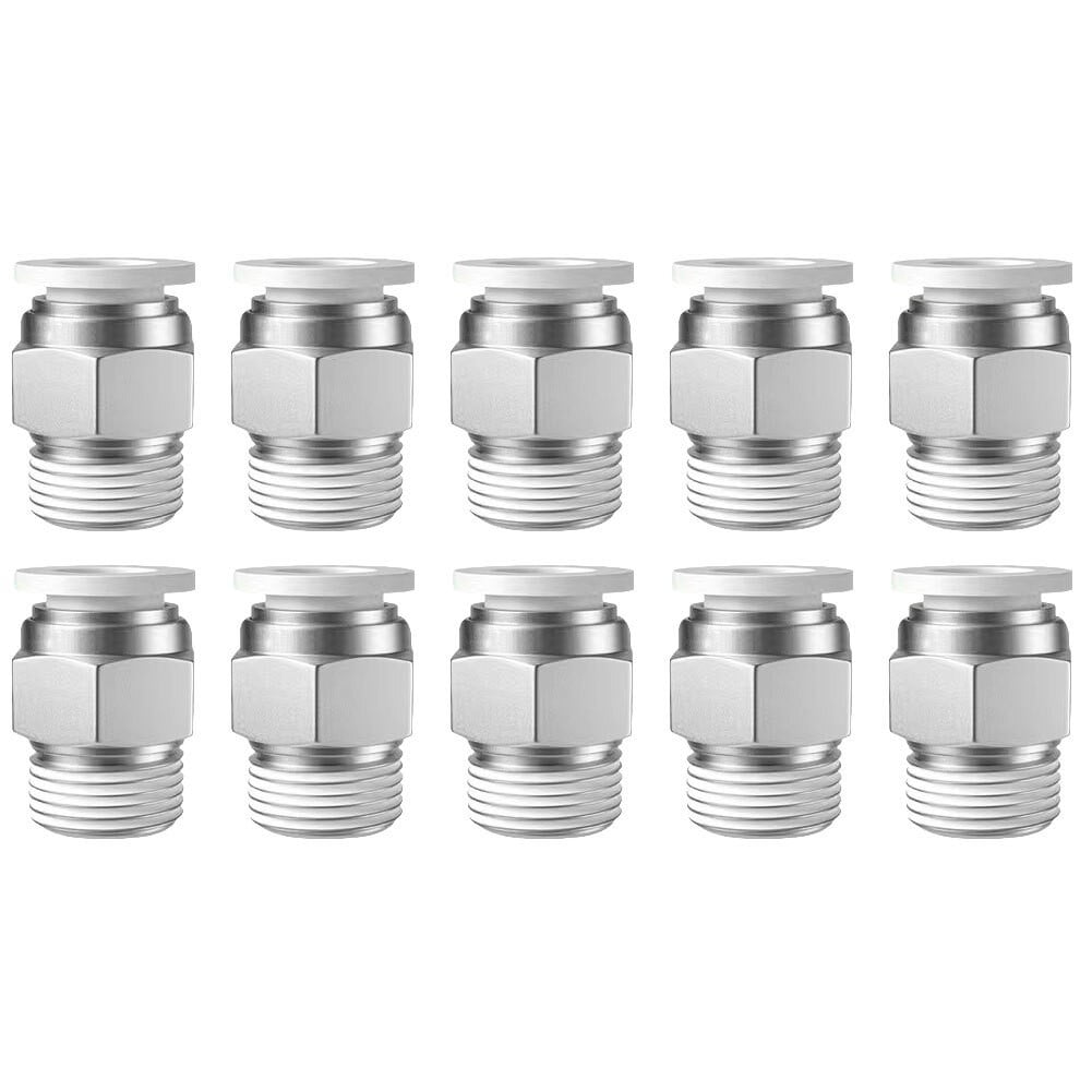 10 Pc8-02 Quick Connect Hose Pneumatic Air Pipe Threaded Connector For ...