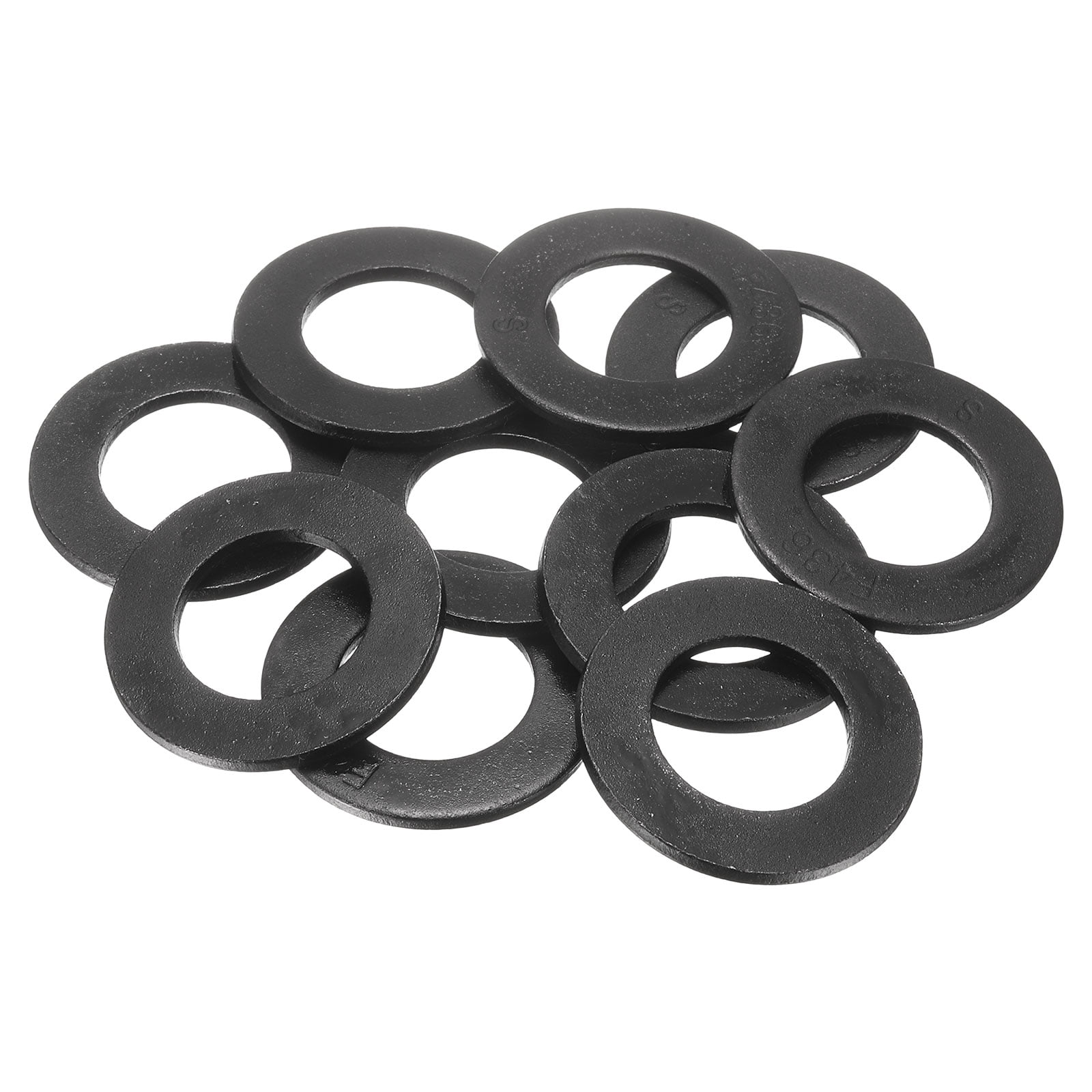 10 Pcs 1-1/8" Black Flat Washers, 56mm Outer Diameter, 45 Steel Metal ...