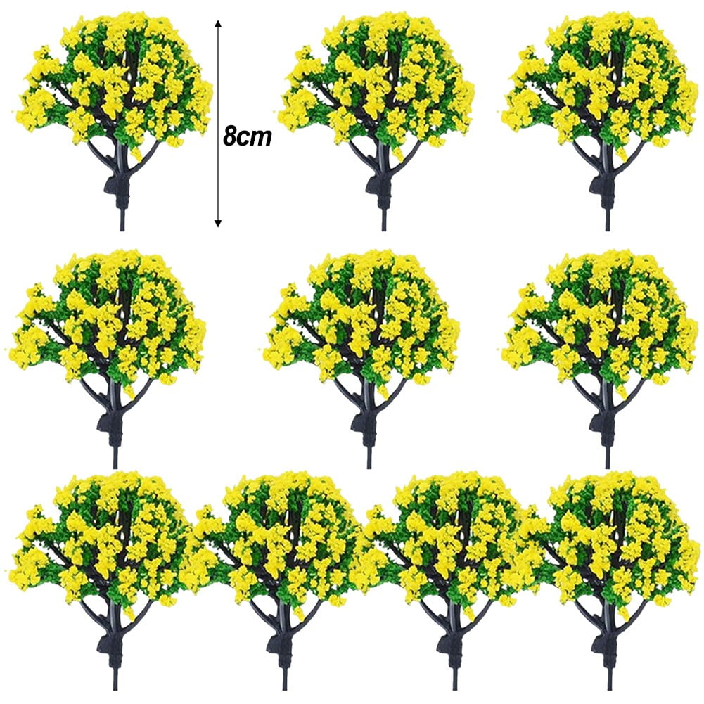 10 Pcs 1/100 Scale Artificial Model Trees Train Forest Diorama Scenery ...