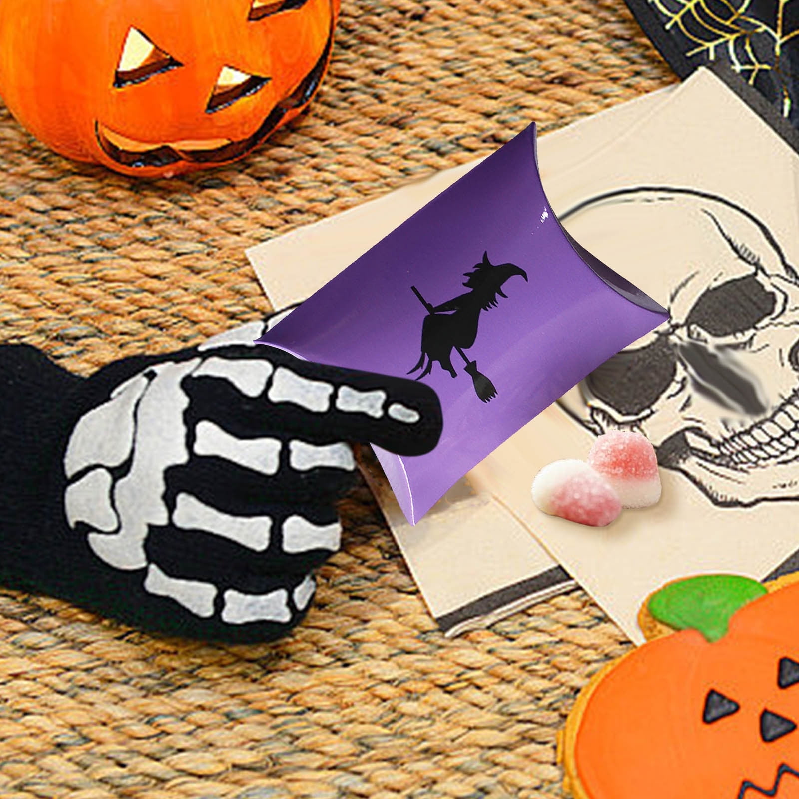 10 Pcs 1*2.6*3.5 Inch Foil Halloween Goody Pillow Box for present Card ...