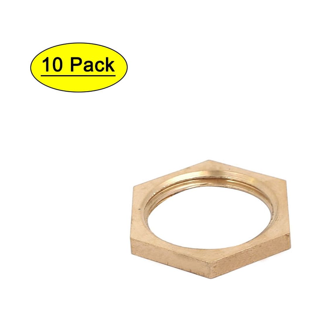 10 Pcs 1/2BSP Female Thread Brass Hex Nut Pipe Fitting Locknut ...