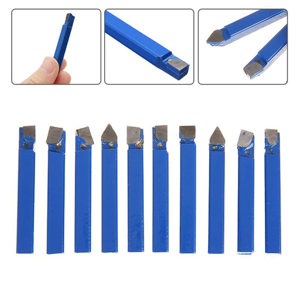 10 Pcs 1/4 carbide tip tilting tool bit set welding turning tool bed ...