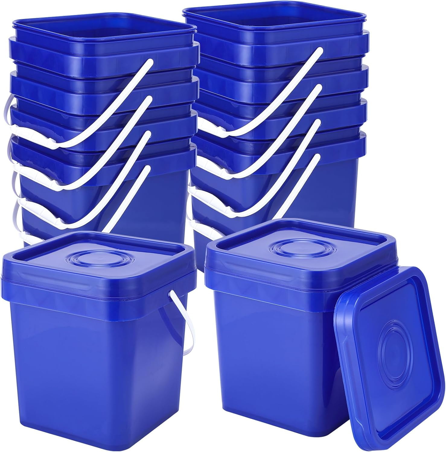10 Pcs 1 Gallon Square Bucket with Lid Food Grade Plastic Bucket 4.5L ...