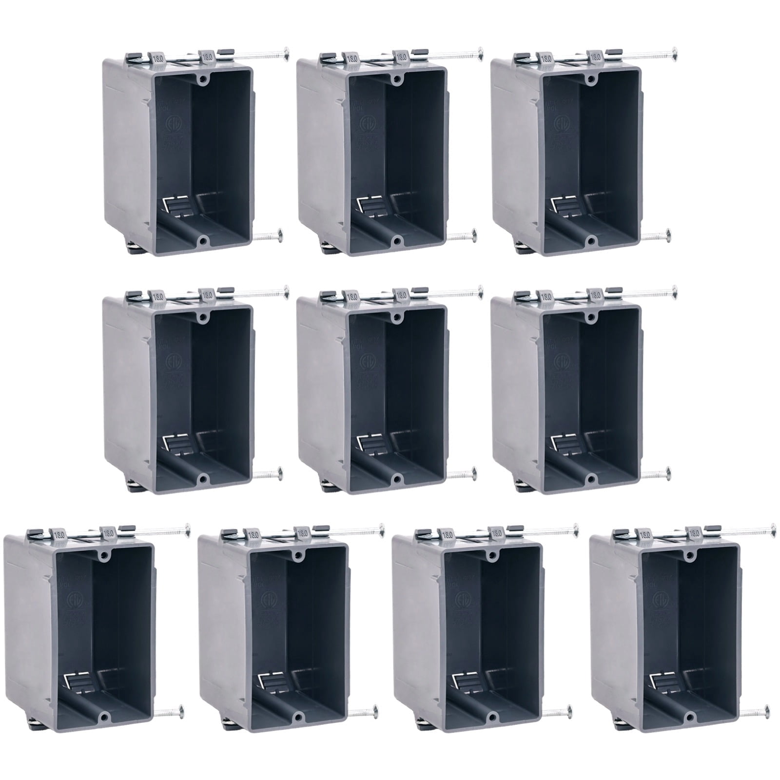 10 Pcs 1 Gang Plastic Electrical Box, ETL Certified PVC Junction Box ...