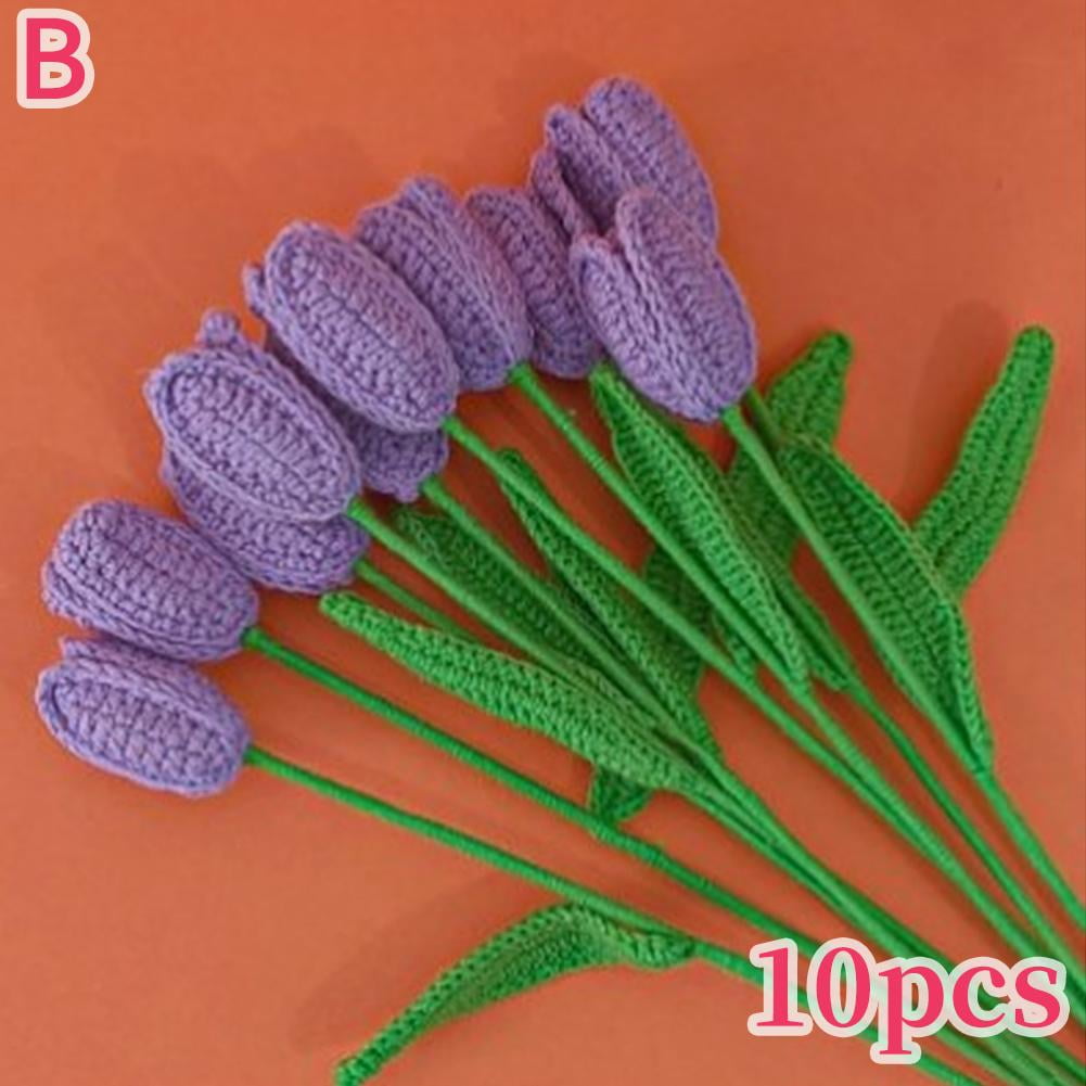 10 Pcs 10 Colors New Hand-Woven Tulips Simulation Bouquet Finished Wool ...