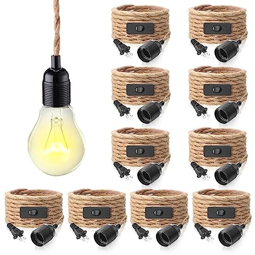 10 Pcs 10ft Pendant Light Cords Kit with Switch Rope Cord Fixtures ...