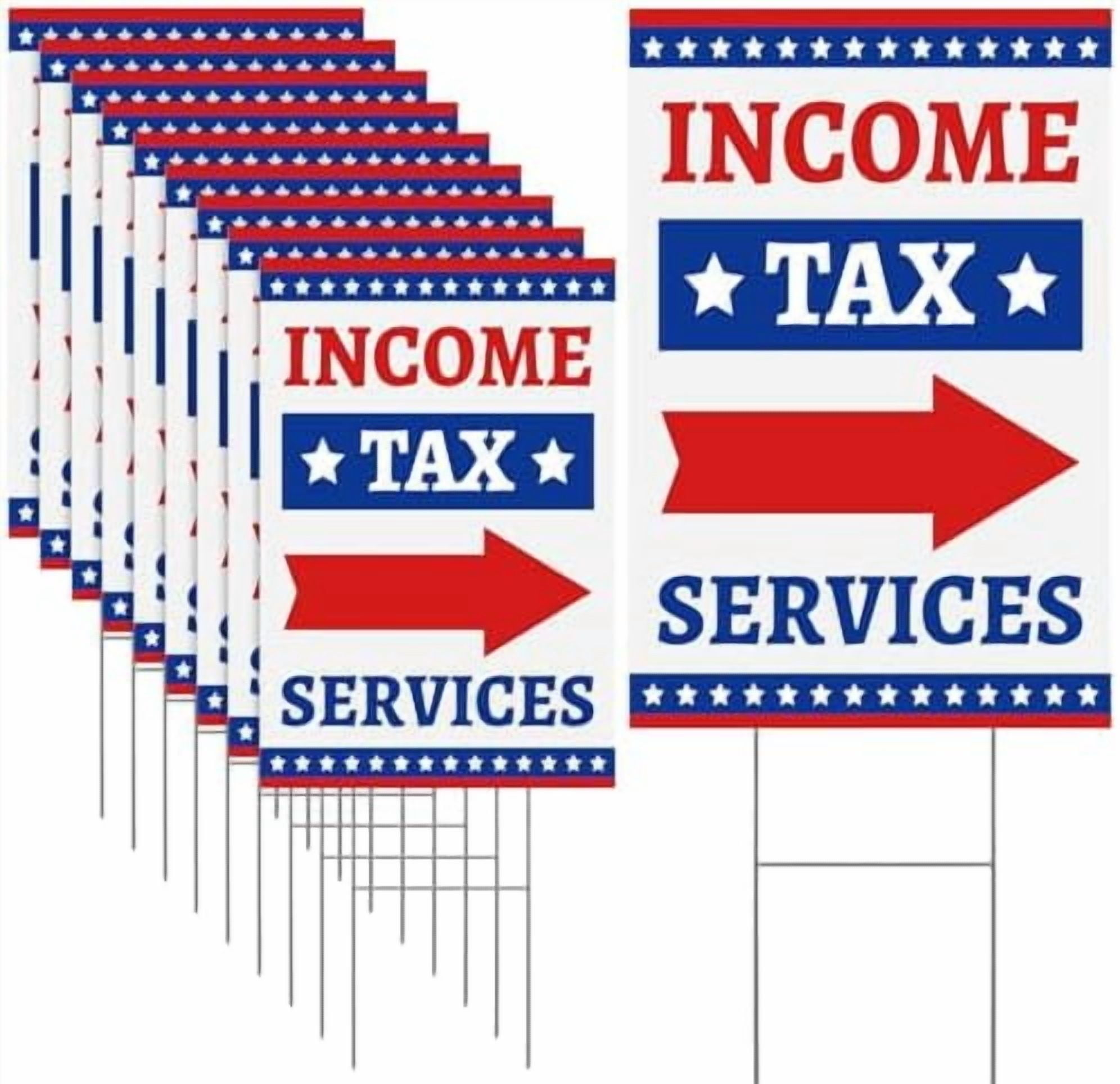 10 Pcs 12 x 18 Inches Income Tax Services Directional Arrow with ...