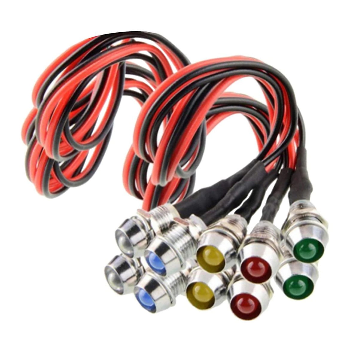 10 Pcs 12V LED Metal Indicator Light Raised Head Waterproof Signal Lamp ...