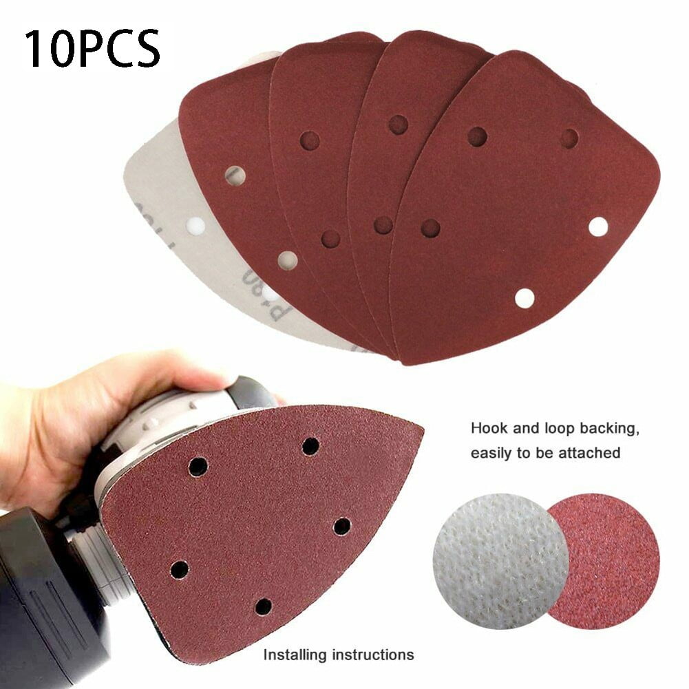 10 Pcs 140*90mm 5 Holes Sandpaper Triangle Sand Discs Pads Power ...