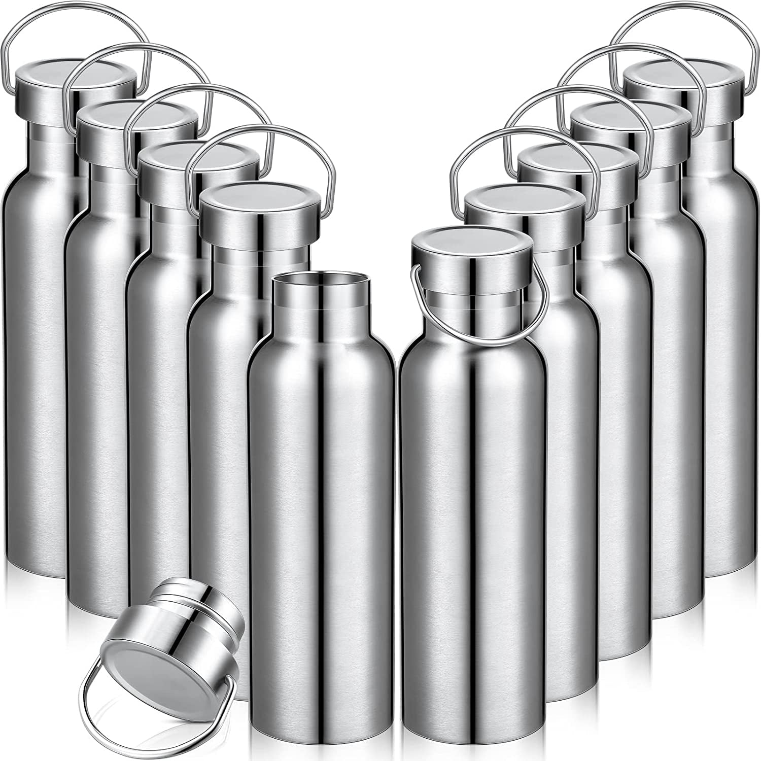10 Pcs 17 oz Stainless Steel Sports Water Bottle Insulated Reusable ...