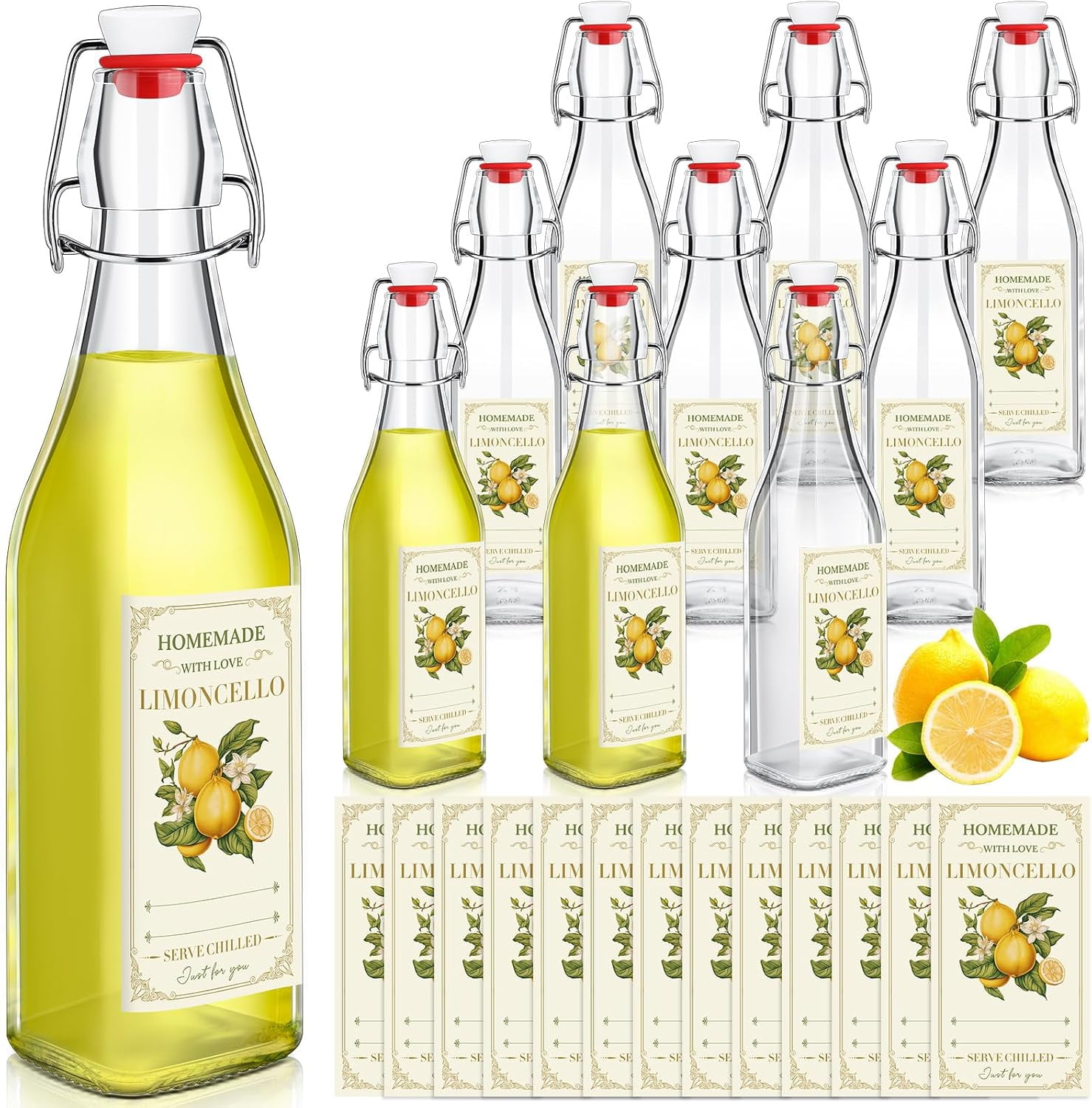 10 Pcs 17 oz Swing Top Glass Bottles for Limoncello Homemade Clear Flip ...
