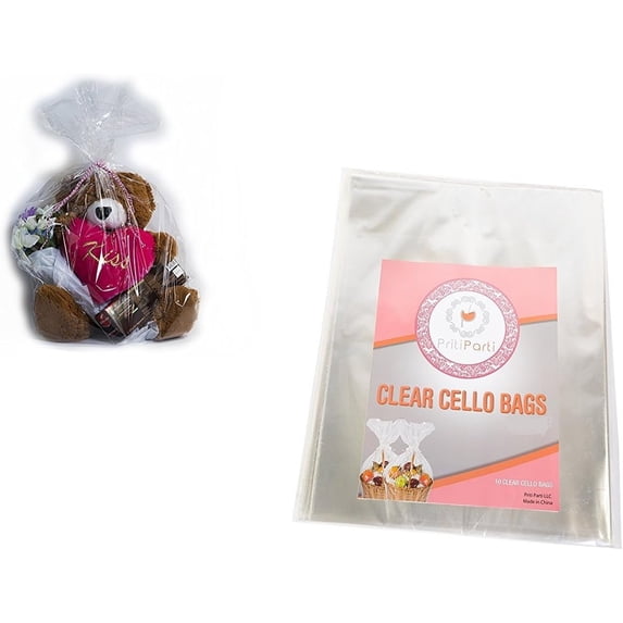 Priti Parti Clear Cellophane Bags, 18x30 Inches, Glossy Plastic Wrap ...