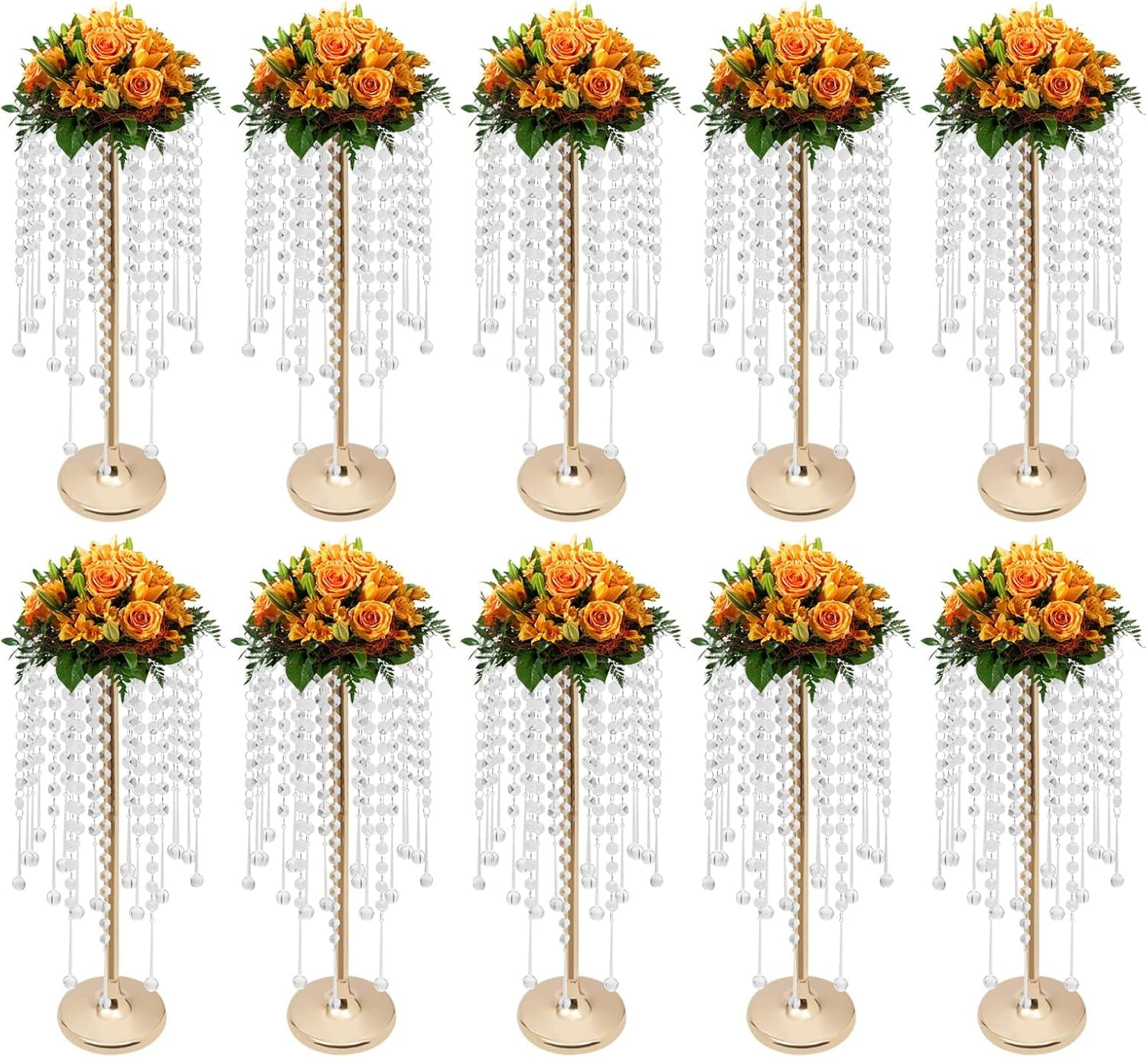 10 Pcs 19.3 inches Tall Wedding Centerpieces Vases, Crystal Flower ...
