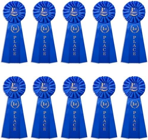 10 Pcs 1st Place Rosette Ribbons, Blue Ribbon Award Prize Ribbons ...