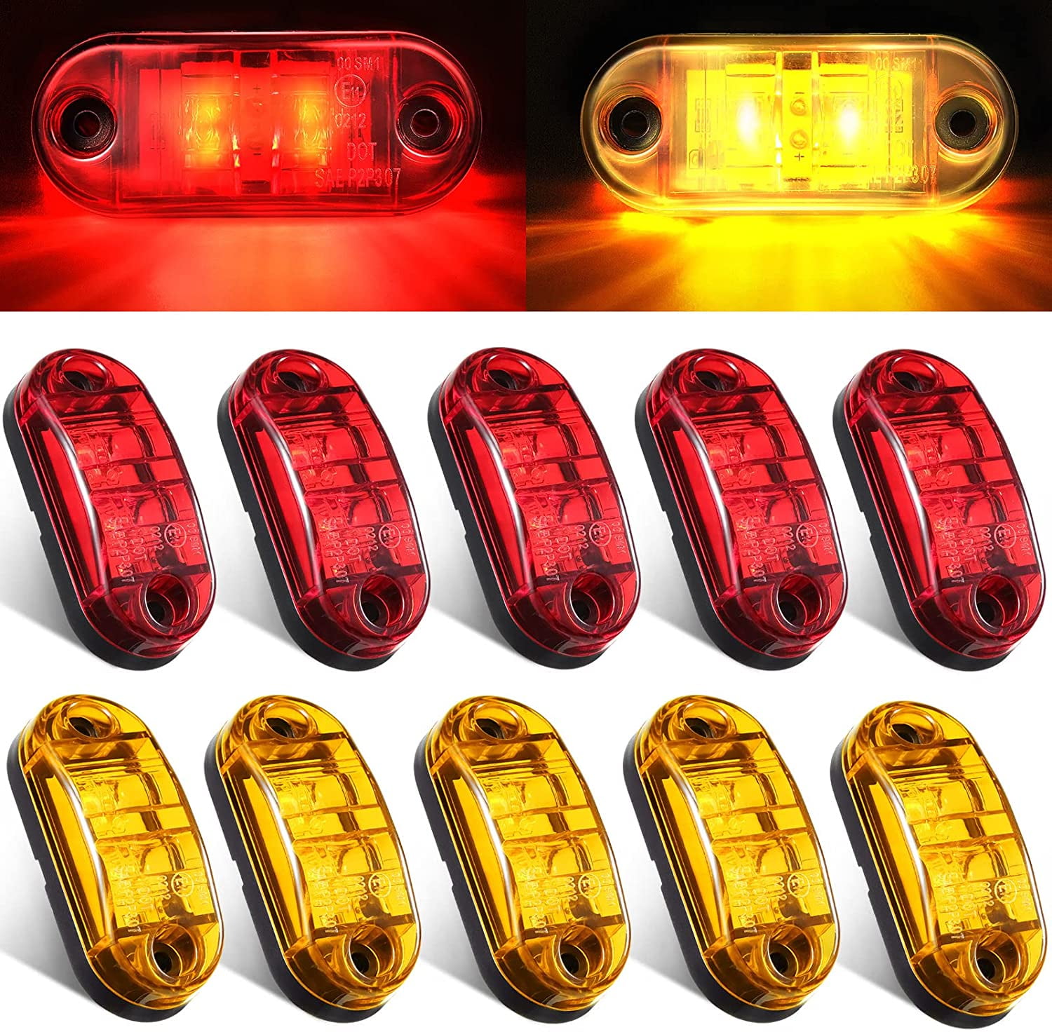10 Pcs 2.5 Inch LED Trailer Lights 2 Diode Waterproof LED Trailer Side ...