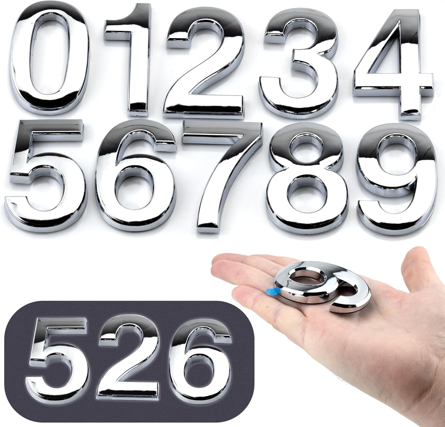 10 Pcs 2.75 Inch 3D Mailbox Numbers 0 to 9 House Door Numbers Decals ...