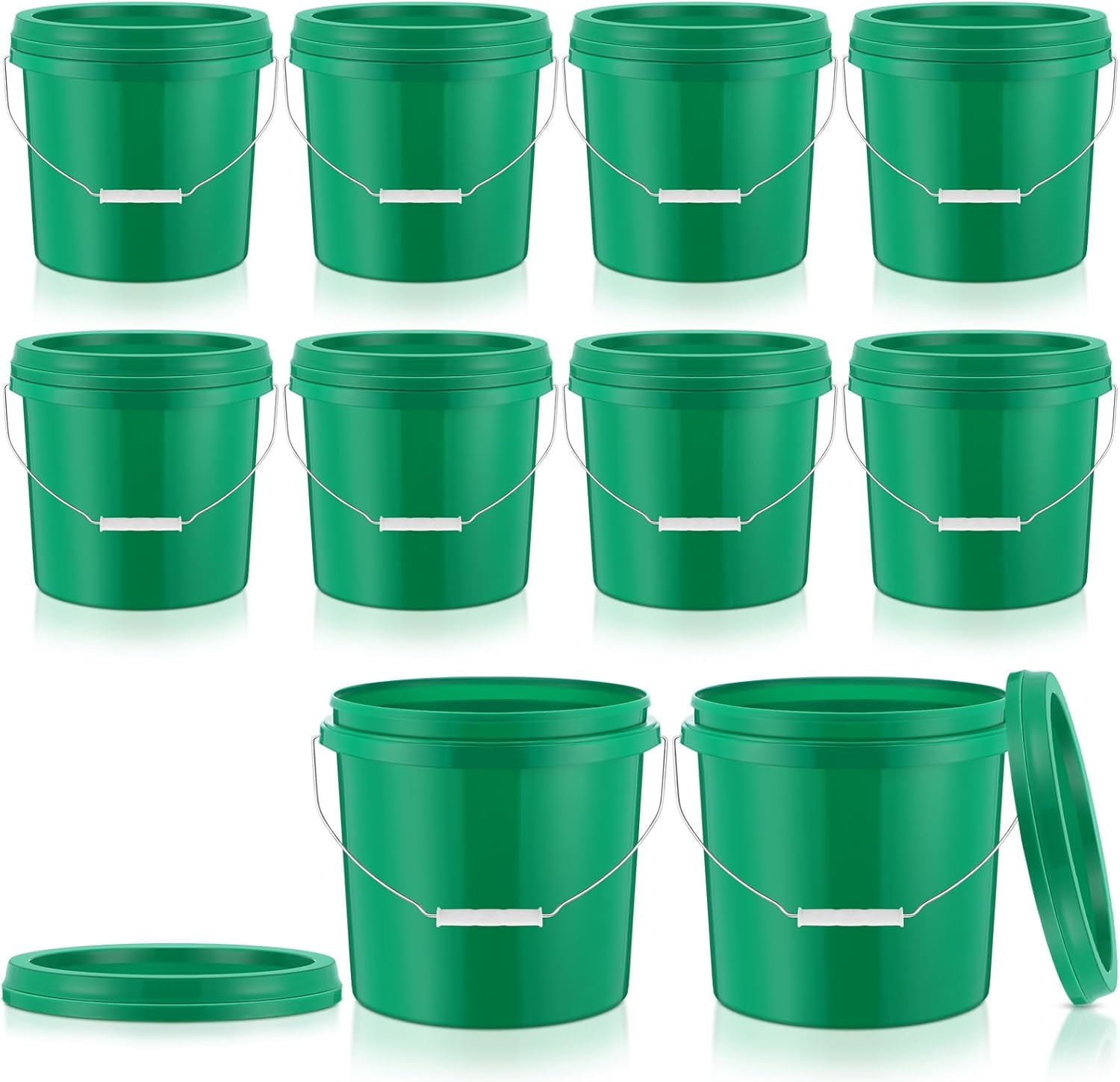 10 Pcs 2 Gallon Plastic Bucket with Lid Heavy Duty 2 Gallon Bucket Pail with Lid Handle for ...