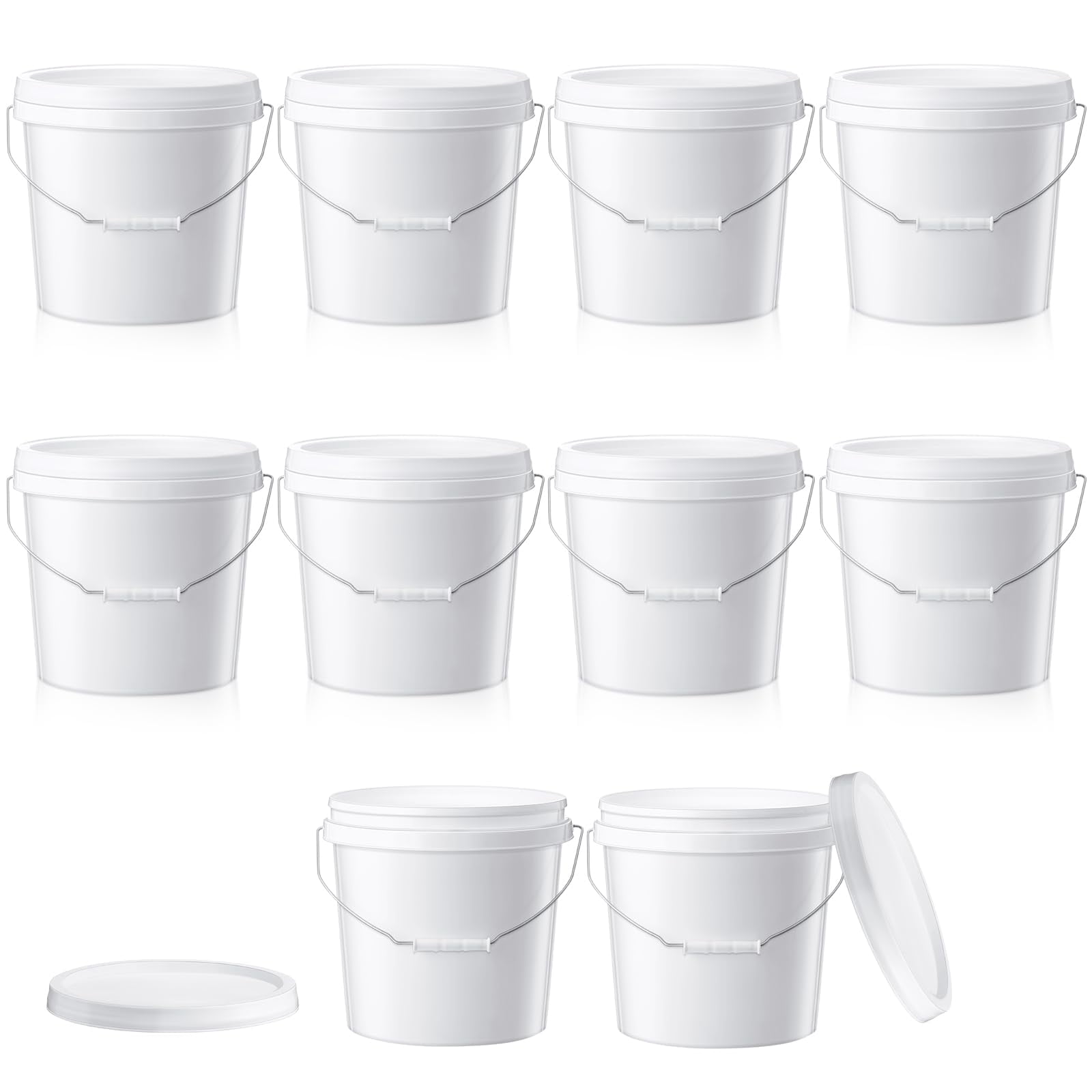 10 Pcs 2 Gallon Plastic Bucket with Lid Heavy Duty 2 Gallon Bucket Pail ...