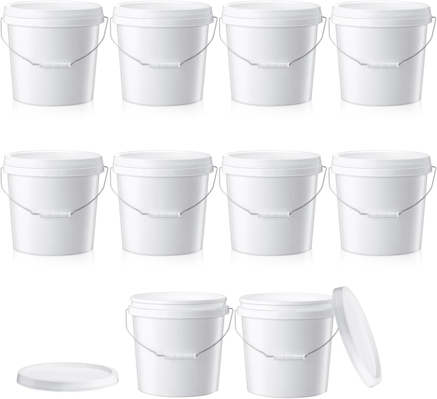 10 Pcs 2 Gallon Plastic Bucket with Lid Heavy Duty 2 Gallon Bucket Pail ...