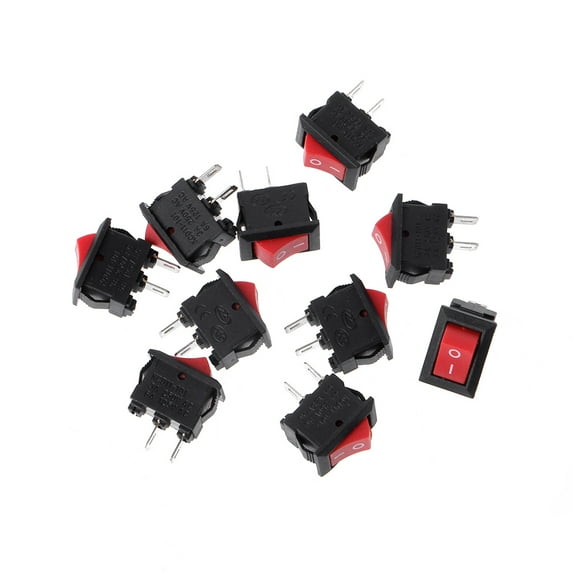 10 Pcs 2 Pin 10x15mm SPST ON/OFF Soldering Terminal Boat Rocker Switch ...