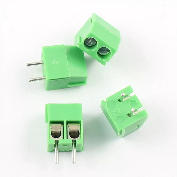 10 Pcs 2-Pin Screw Terminal Block Connector 5.08Mm Pcb Mount Green ...