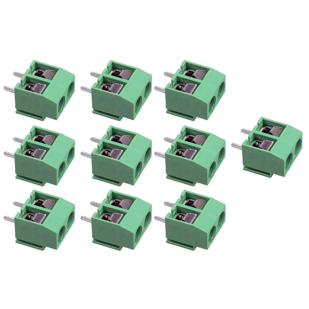 10 Pcs 2-Pin Screw Terminal Block Connector 5.08mm PCB Mount Green ...
