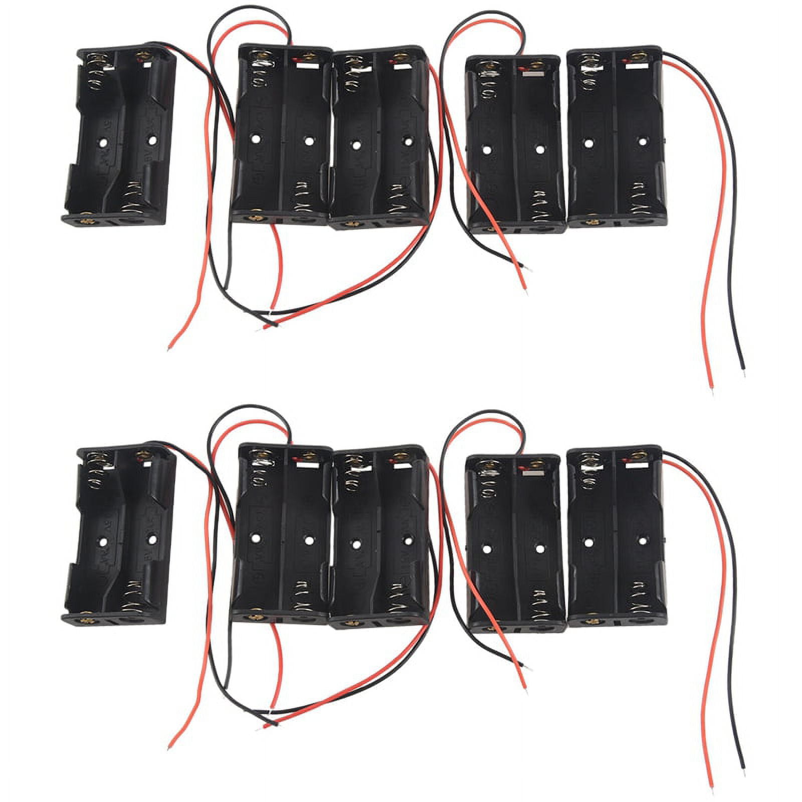 10 Pcs 2 x 1.5V AA Battery Holder Case Box Black W Wire Leads,10 x 1.5V ...