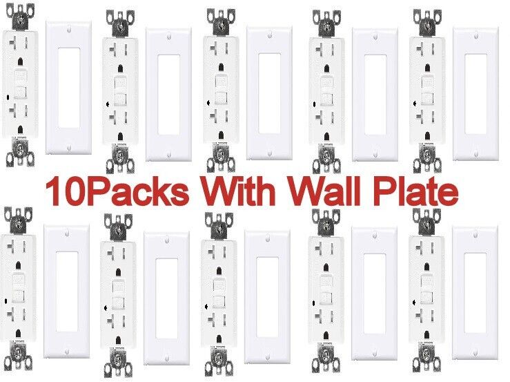 10 Pcs 20 Amp Decorator Electrical GFCI Outlet, 20A/125V, UL Listed TR ...