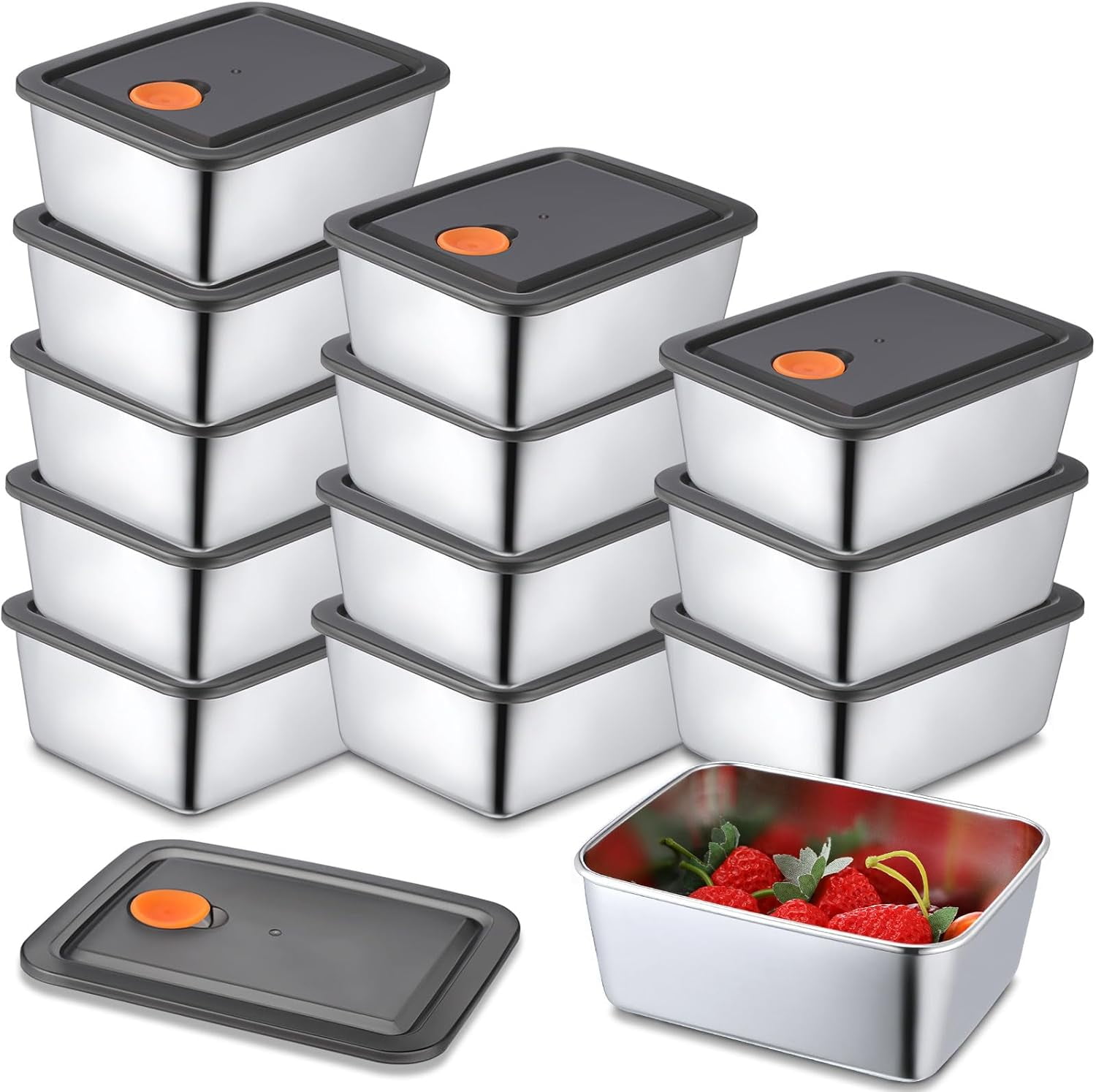 10 Pcs 20 oz 304 Stainless Steel Food Containers Stainless Steel Snack ...
