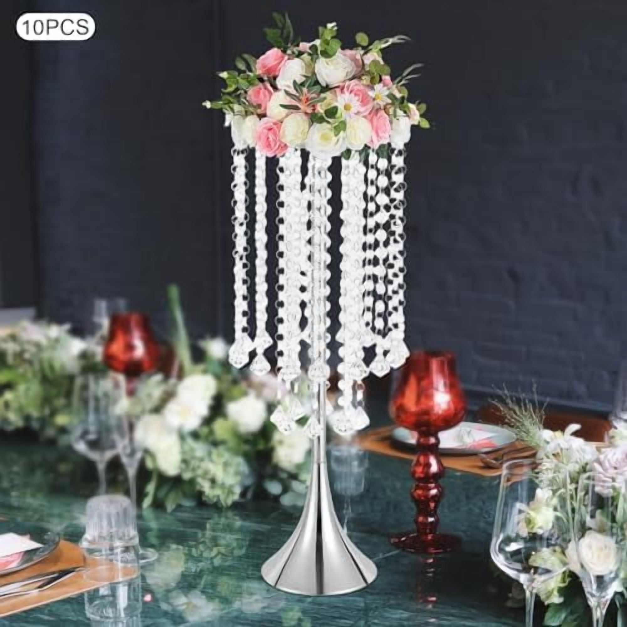10 Pcs 21.9" Height Versatile Metal Wedding Centerpieces Vase, Silver ...