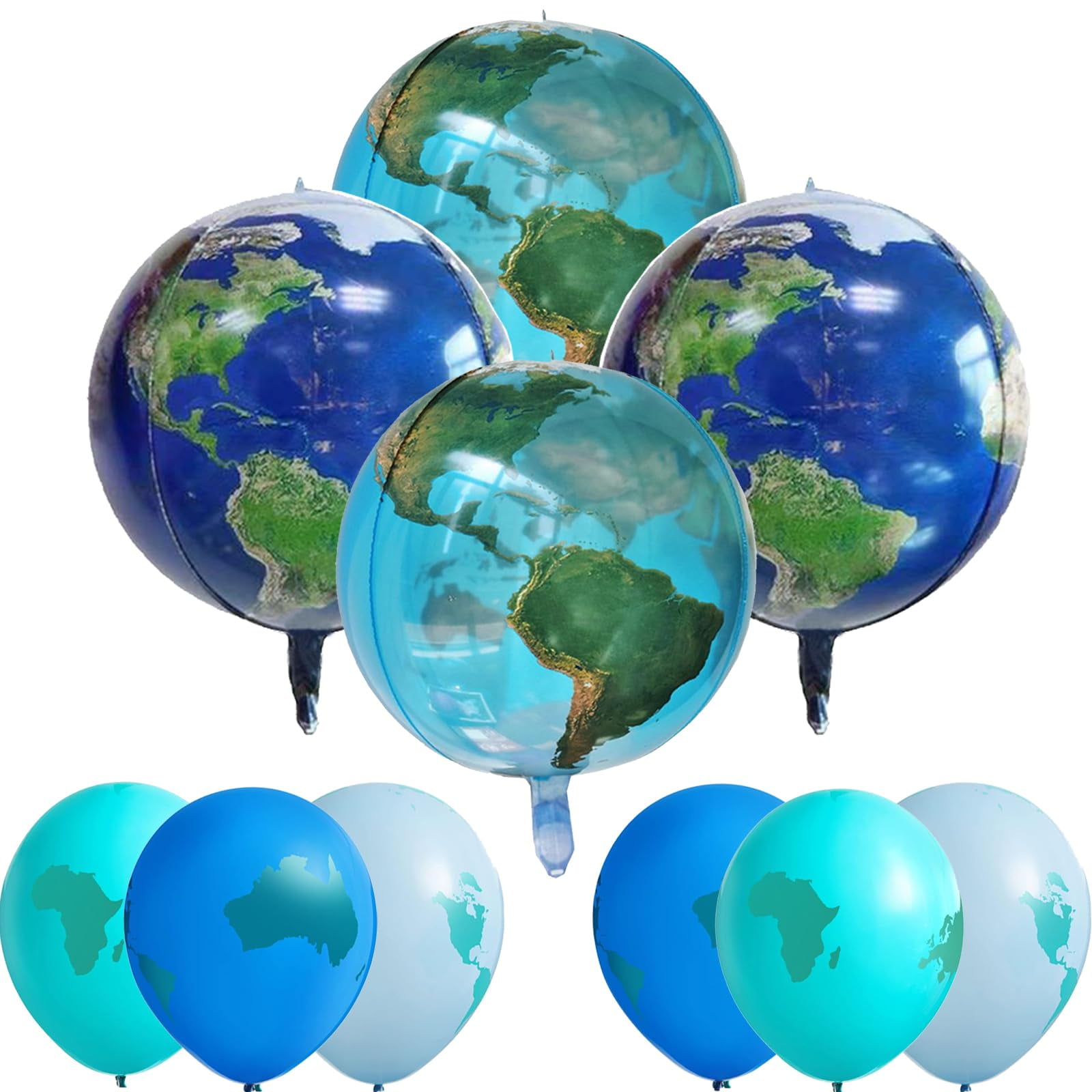 10 Pcs 22 Inch Earth Globe BSL1 4D Sphere Planet Balloons 12 Inch World ...